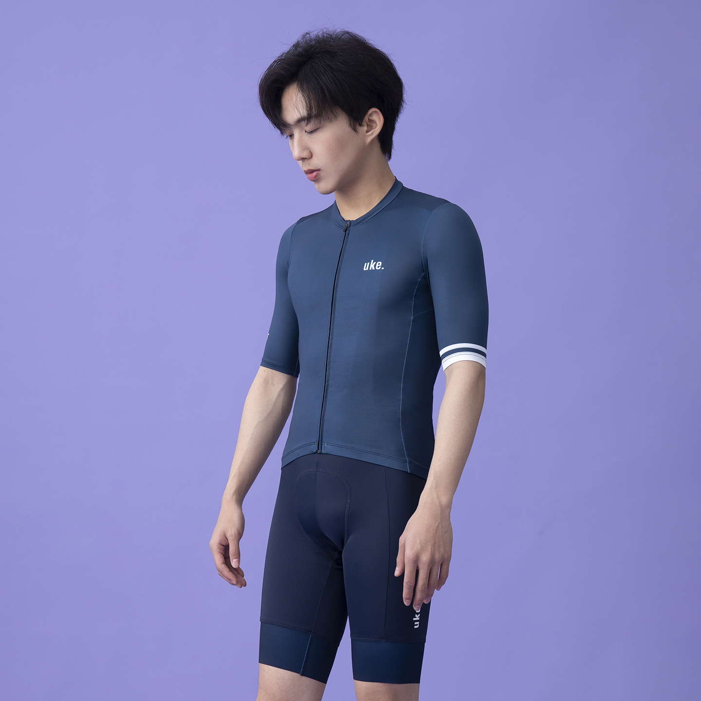 自行車短車衣 - VM.Plus - 嚴選車衣 uke.百分比短上衣-藏青(男)